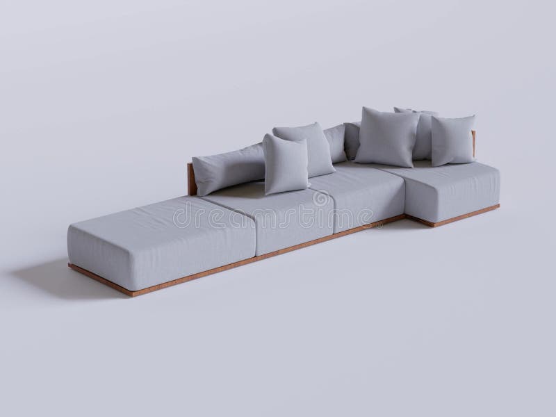 Realistic Sofa White Texture Rendered Stock Illustration - Illustration ...