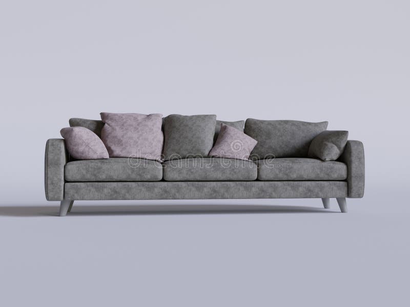 Realistic Sofa White Texture Rendered Stock Illustration - Illustration ...