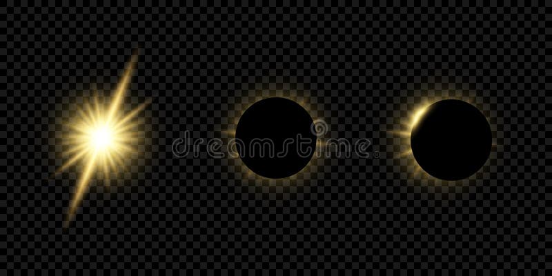 Realistic Solar Eclipse with Glowing Sun and Transparent Background ...