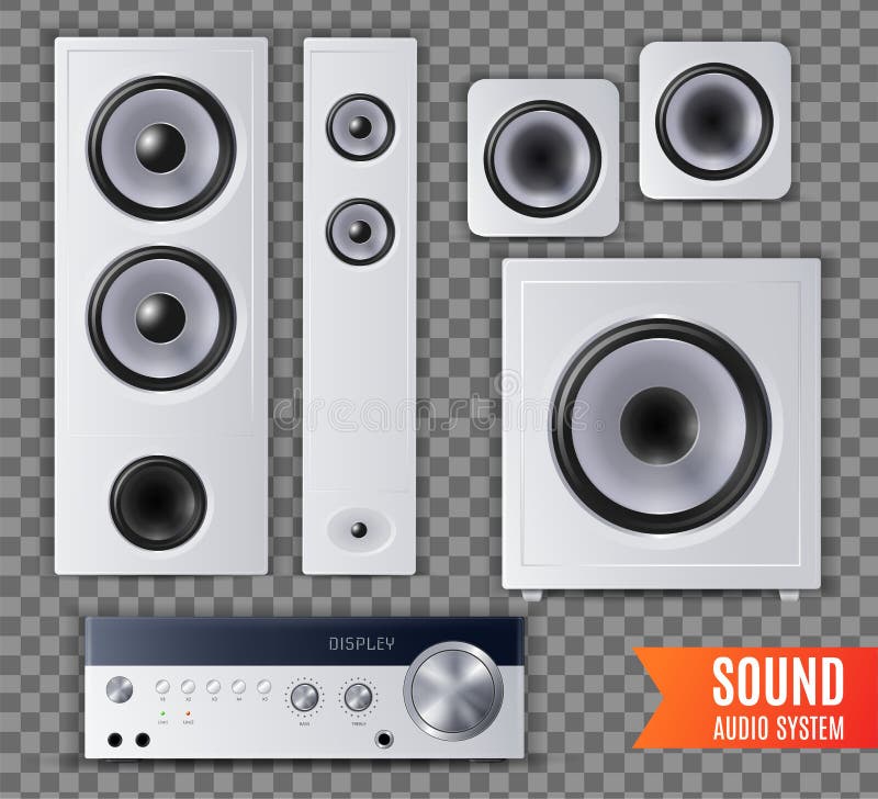 Realistic Sound Audio System Transparent Icon Set Stock Vector ...