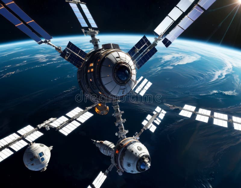 Highly Realistic Ai Generated Space Station Orbiting Earth Stock Photos ...