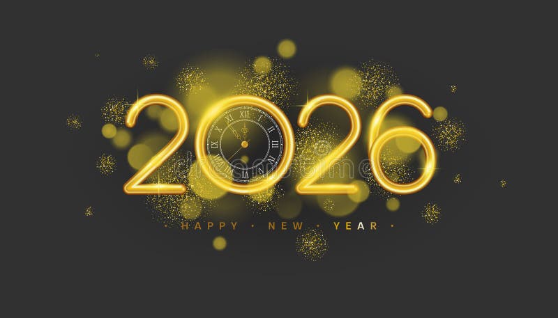 2026 Realistic Sparkler Numbers, Vintage Clock, and Falling Glitter ...