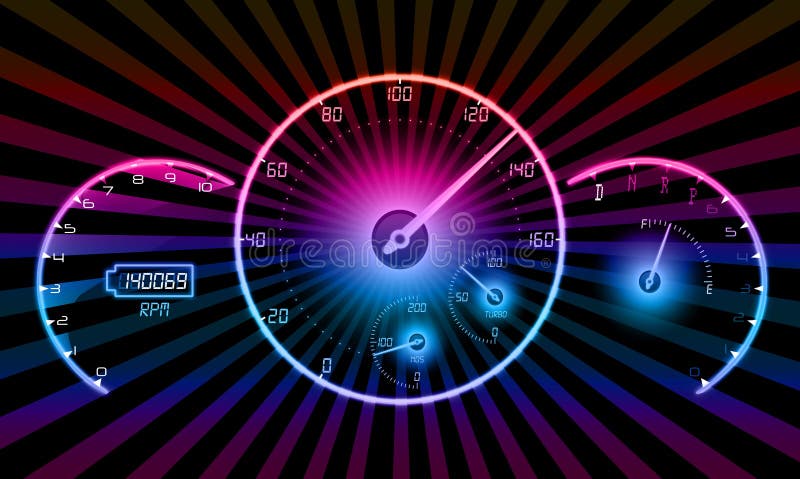Realistic Speedometer on Black Background Stock Vector - Illustration ...