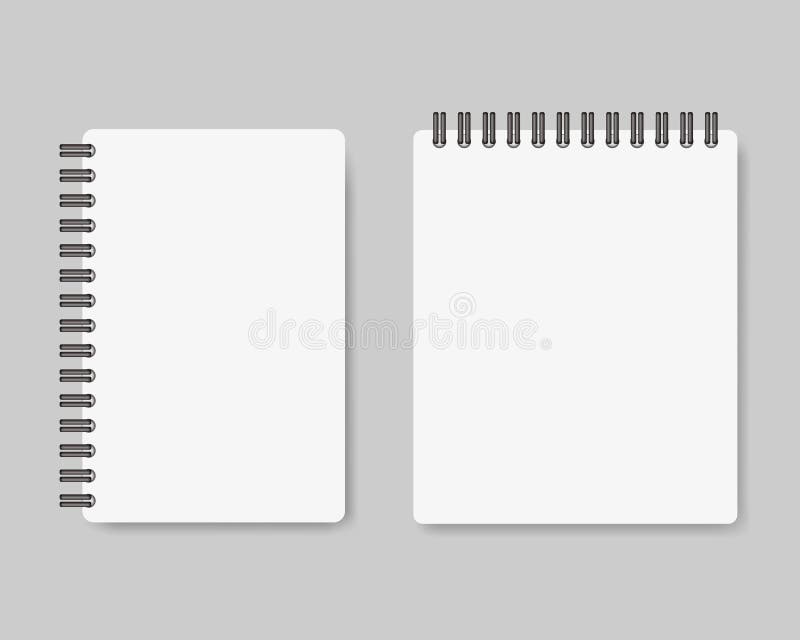 Realistic Spiral Notebook. Vertical and Horizontal Notepad Mockup with ...
