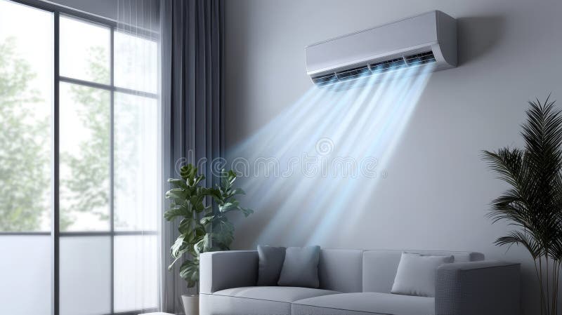 Realistic Split System Ac Mockup Cold Warm Air Flow for Climate Control ...