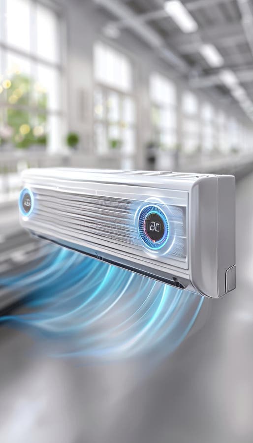 Realistic Split System Mockup for Climate Control with Cold and Warm ...