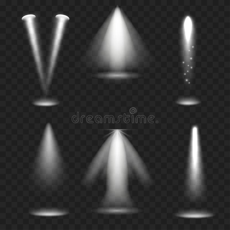 Realistic Spotlight Beam Set. Stage Lighting Effect. Transparent Stock Vector - Illustration of ...