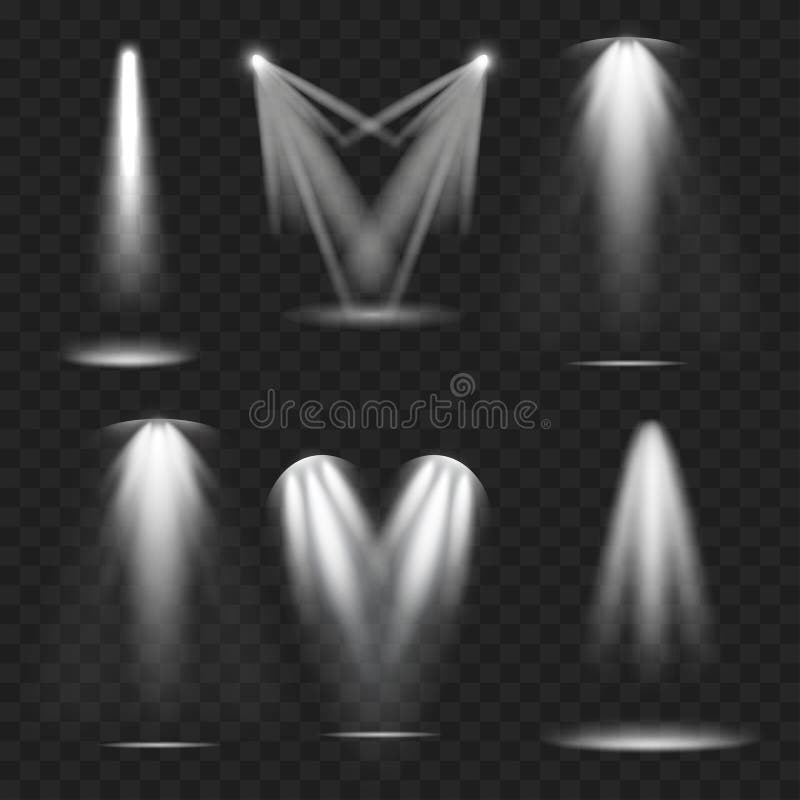Realistic Spotlight Beam Set. Stage Lighting Effect. Transparent Stock Vector - Illustration of ...