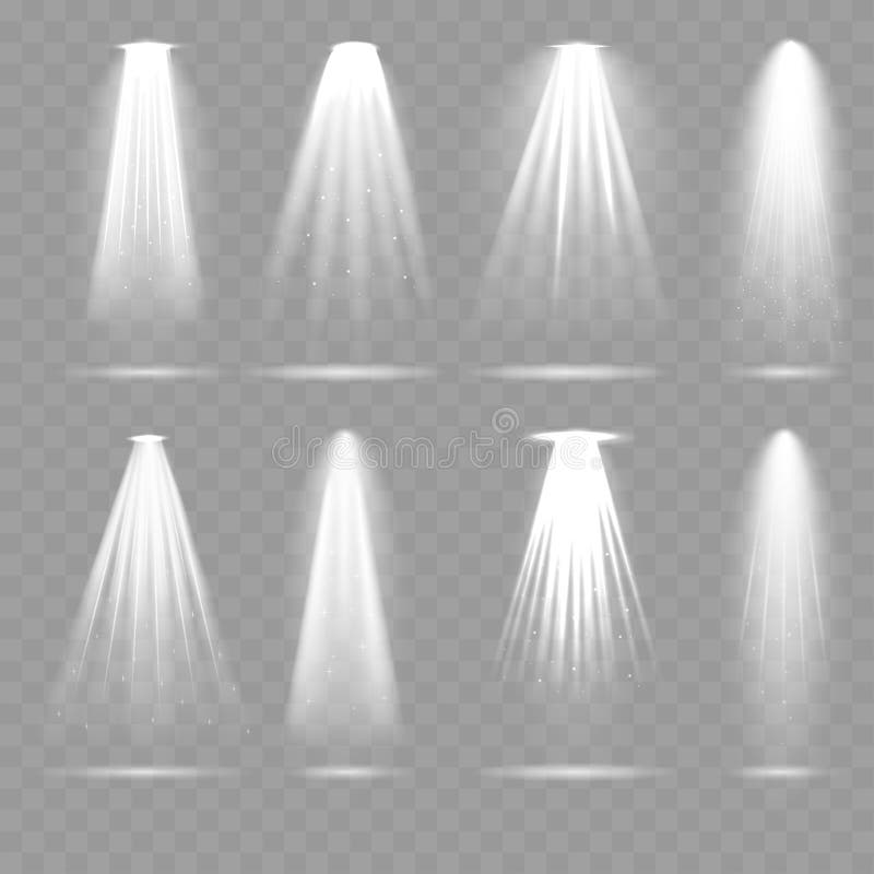 Realistic Spotlight Collection with Glow and Dust on Transparent ...