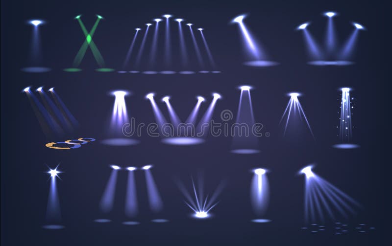 Realistic Spotlights Vector Set, Focused Sources of Light Used To ...