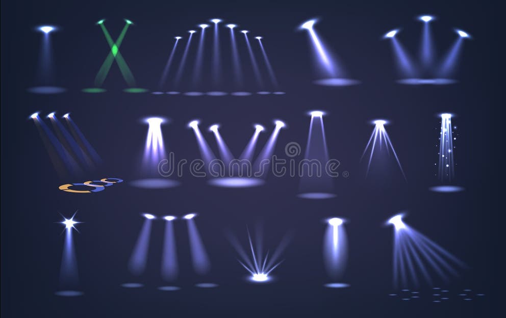 Realistic Spotlights Vector Set, Focused Sources of Light Used To ...