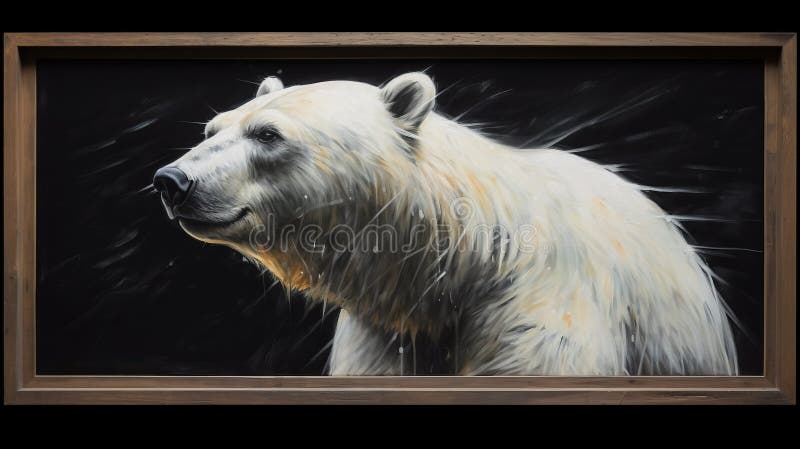 Realistic Spray Painted Polar Bear in Shadow Frame Stock Illustration ...