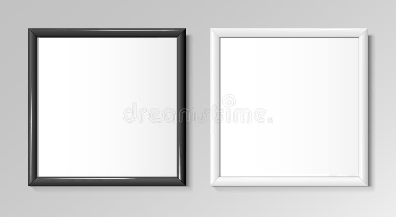 Realistic Square Black and White Frames Stock Vector - Illustration of ...