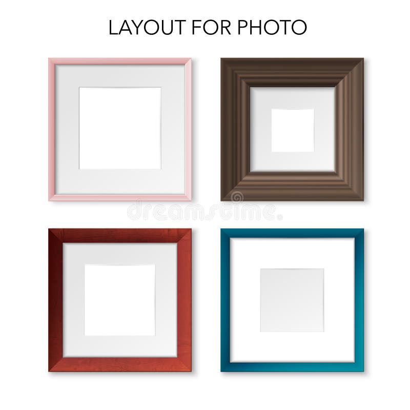 Realistic Square Frames Set Stock Illustration - Illustration of ...