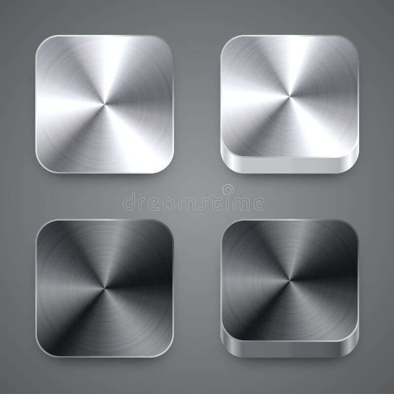 Realistic Square Metal Chrome Button. Steel Volume Control Knob ...
