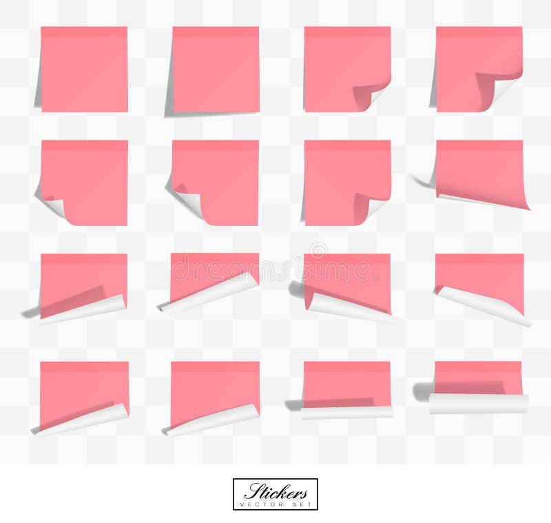 Realistic Square Paper Stickers with Rolled Edges Stock Vector ...