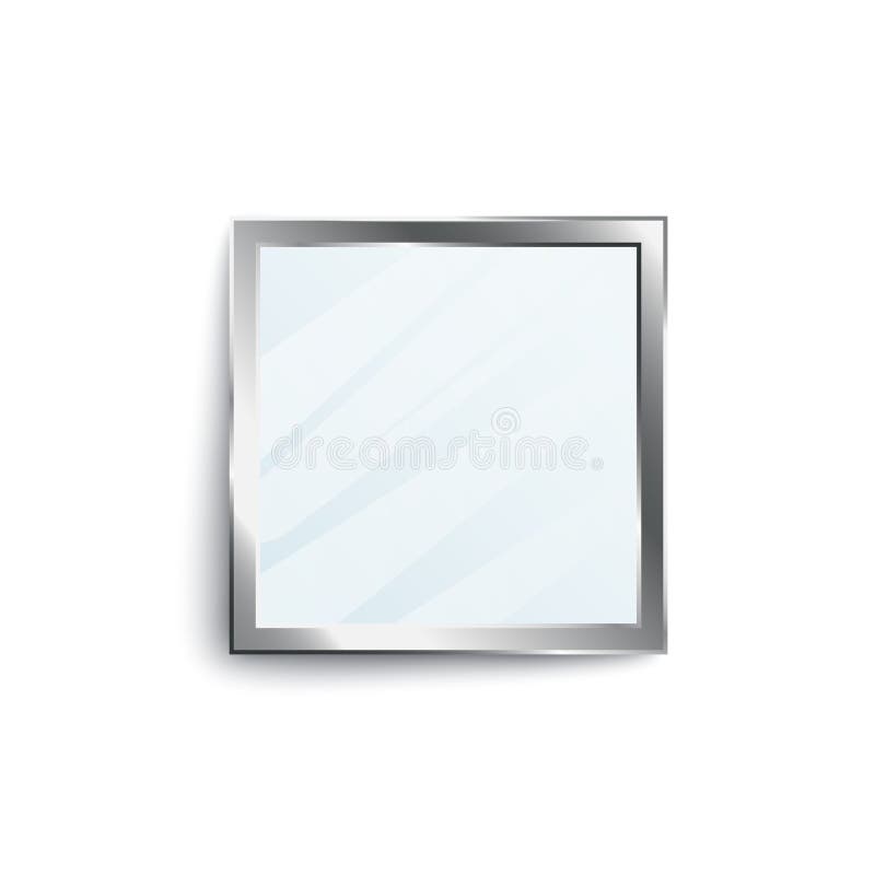 Realistic Square Shape Mirror with Blank Reflection Surface and Glossy ...