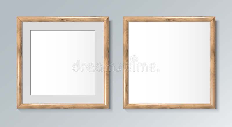 Realistic Square Wood Frames for Paintings or Photographs. Stock Vector ...