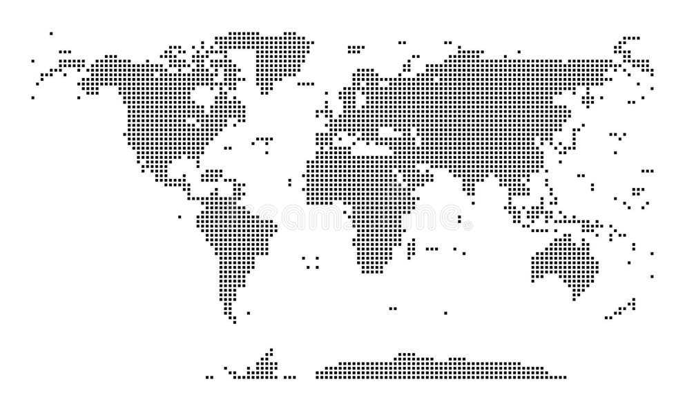 Realistic Squire Dotted World Map Vector Design Just in Simple Global Map Silhouette Pattern Map ...