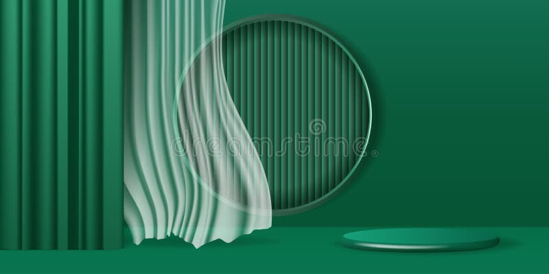 Realistic Stage with Round Platform and Curtains Stock Vector ...