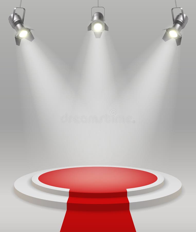 Realistic Stage with Spotlights Stock Vector - Illustration of radiant ...