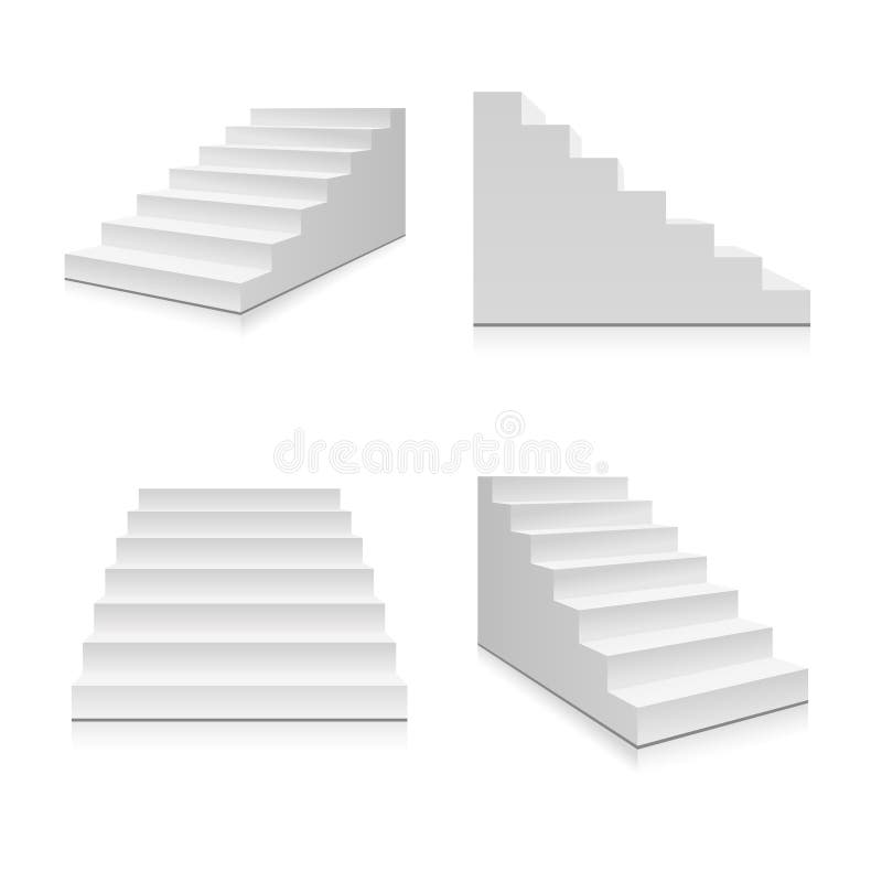Realistic Stairs. 3D Staircase Lean on Wall. Isolated Construction ...