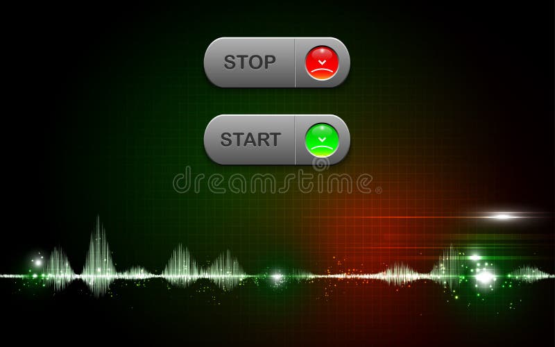 Realistic Start and Stop Button on Abstract Technology Background Stock ...