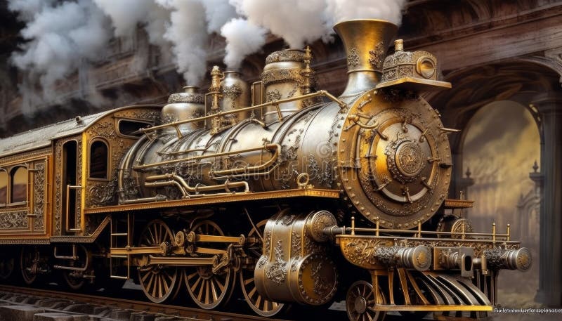 Realistic Steam Train Generative AI Stock Illustration - Illustration ...