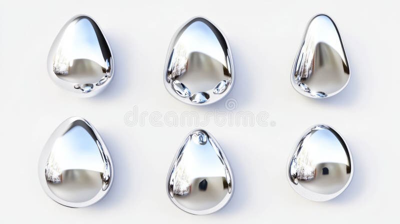 Realistic Steel Drops on White Background for Modern Design Concepts ...