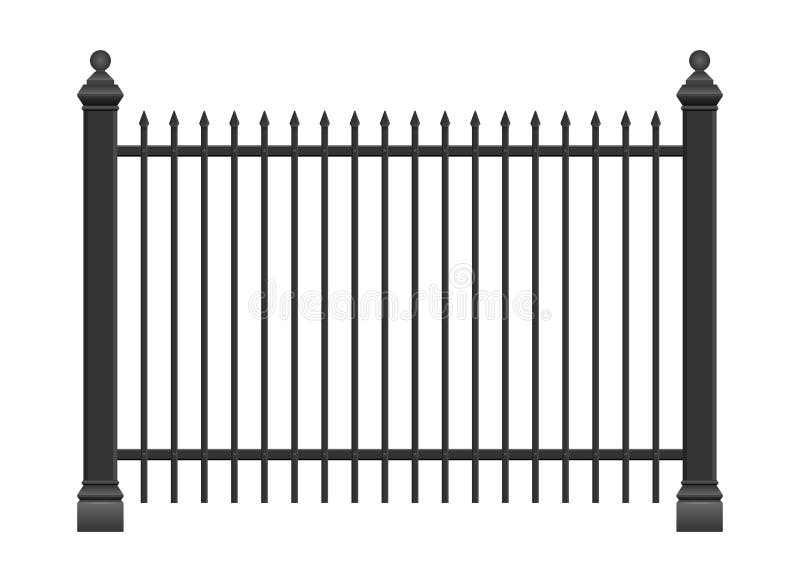 Realistic Steel Fence Vector Illustration Isolated on White Stock ...