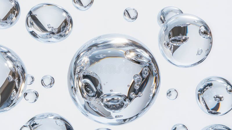 Realistic Steel Liquid Drops on White Background for Abstract Design ...