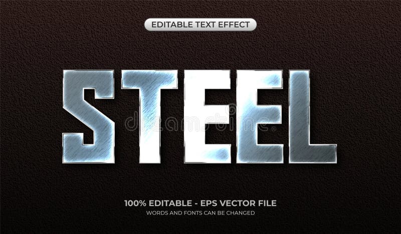 Realistic Steel Text Effect. Editable Metallic Text Effect Stock Vector ...