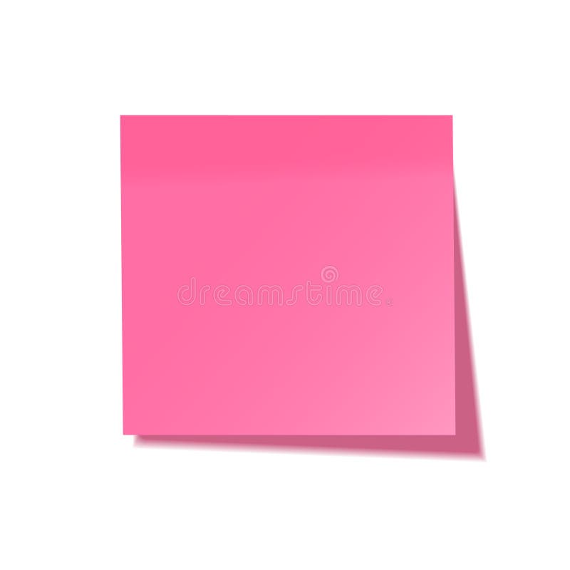 Realistic Sticky Note with Shadow. Pink Paper. Message on Notepaper ...