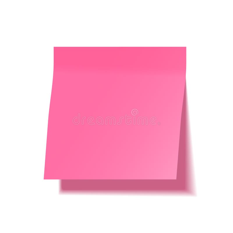 Realistic Sticky Note with Shadow. Pink Paper. Message on Notepaper ...