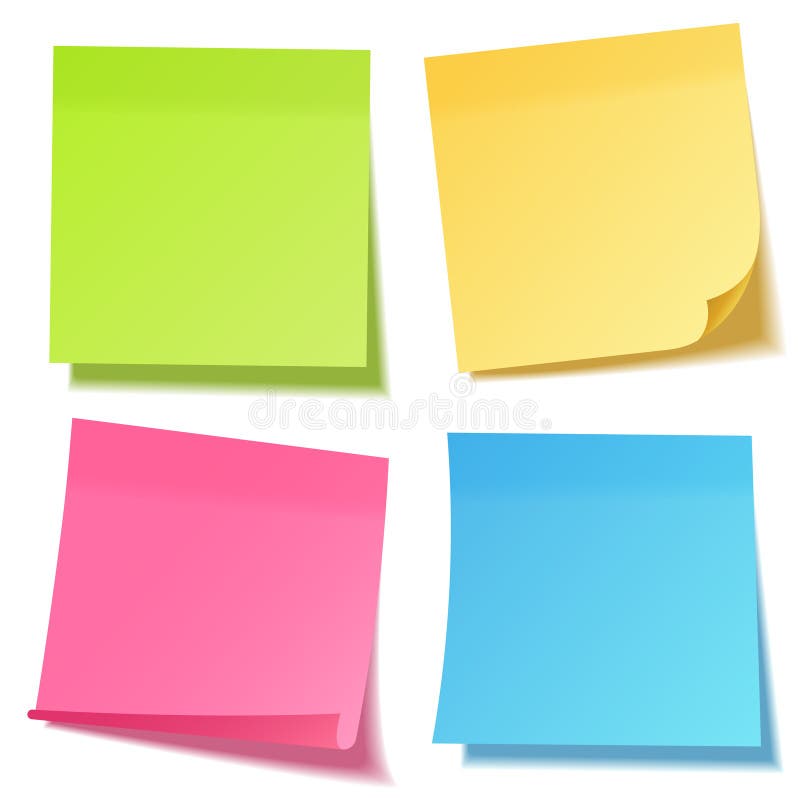 Realistic Sticky Note with Shadow. Yellow Paper Set. Message on ...
