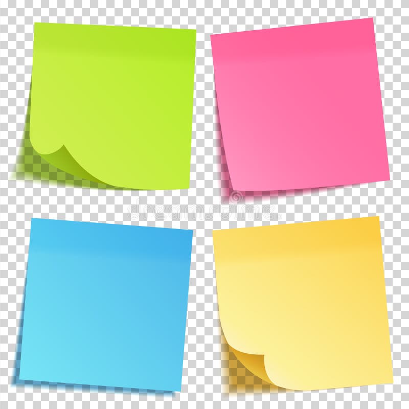 Realistic Sticky Note with Shadow. Yellow Paper Set. Message on ...