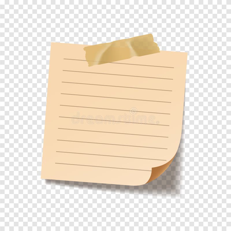 Realistic Sticky Note Sheet. Blank Lined Paper. Vector Illustration ...