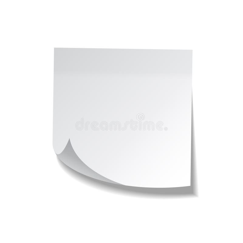 Realistic Sticky Note. White Paper. Message on Notepaper. Reminder ...