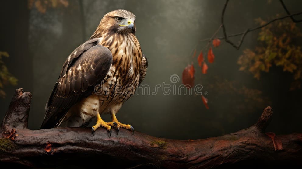 Realistic Still Life: Hawk Named Poll Sitting on Perch Stock ...
