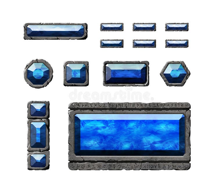 Realistic Stone Buttons and Elements Stock Photo - Image of material ...