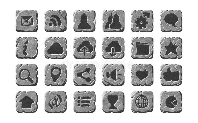 Set of Realistic Stone Interface Buttons and Elements. Stock ...