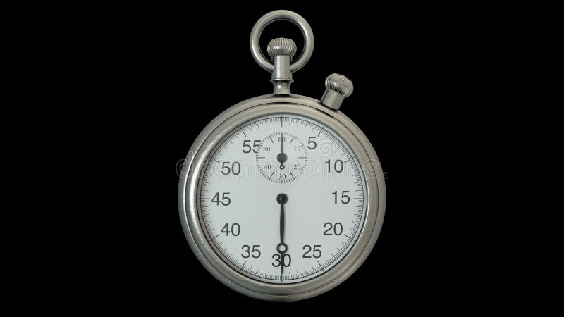 Realistic Stopwatch with Moving Arms Measures One Minute on Green ...