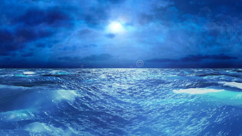 Realistic Stormy Sea at Night, Abstract Loopable Background Stock ...