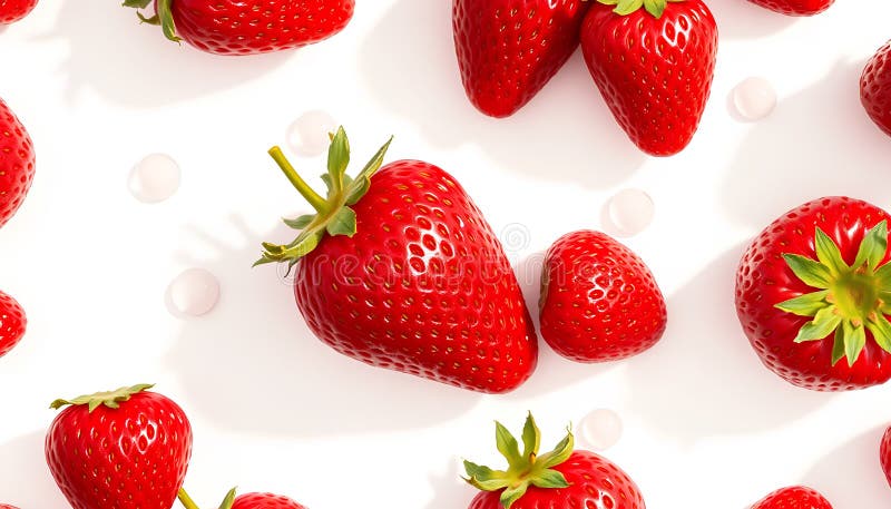 Realistic Strawberries with Droplets and Shadows, Isolated and Arranged ...