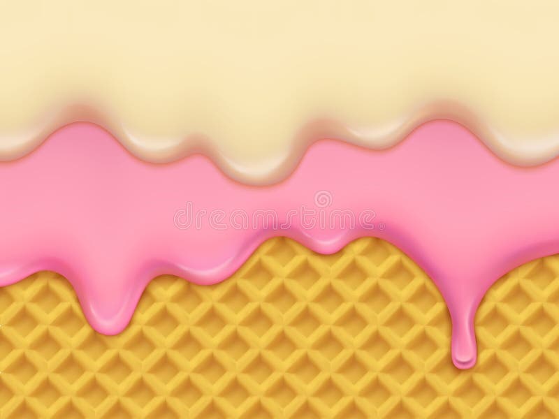 Realistic Strawberry Or Vanilla Ice Cream On Wafer Stock Vector
