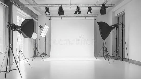 Realistic studio white stock illustration. Illustration of studio - 393642026