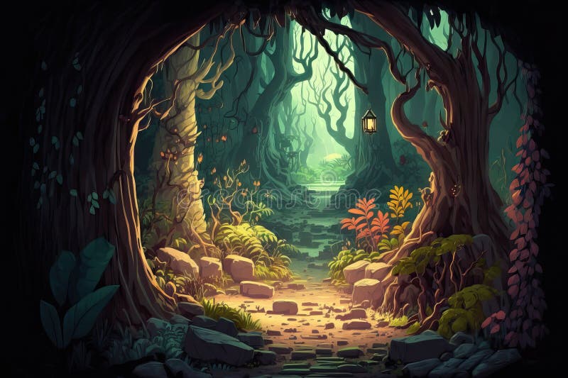 Realistic Style Concept Illustration of an Enchanted Forest Game ...