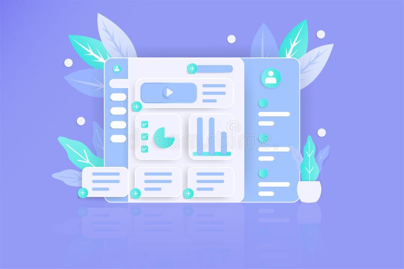 Realistic Style Dashboard Website with Flat Color Stock Vector ...