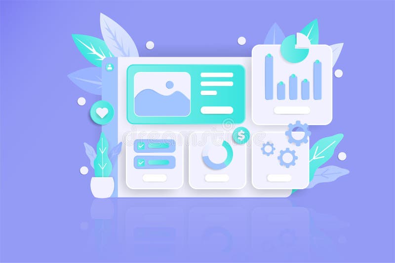 Realistic Style Dashboard Website with Flat Color Stock Vector ...