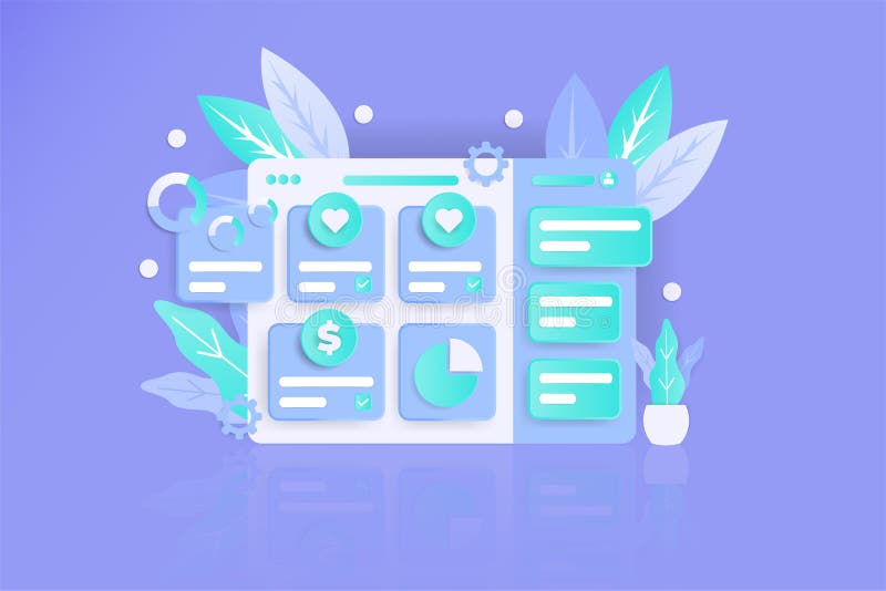 Realistic Style Dashboard Website with Flat Color Stock Vector ...